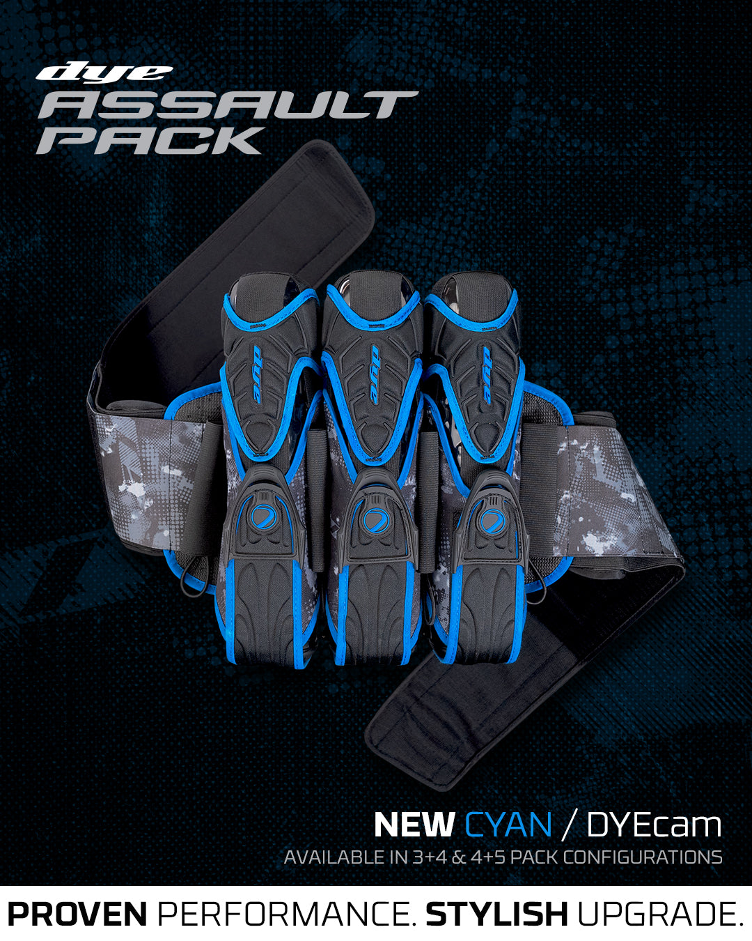 Assault Pack Pro Harness - Dyecam Cyan 3+4 – DYE Paintball